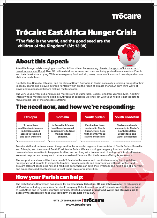 Emergency Trócaire Collection 6th & 7th November | Newry Cathedral Parish