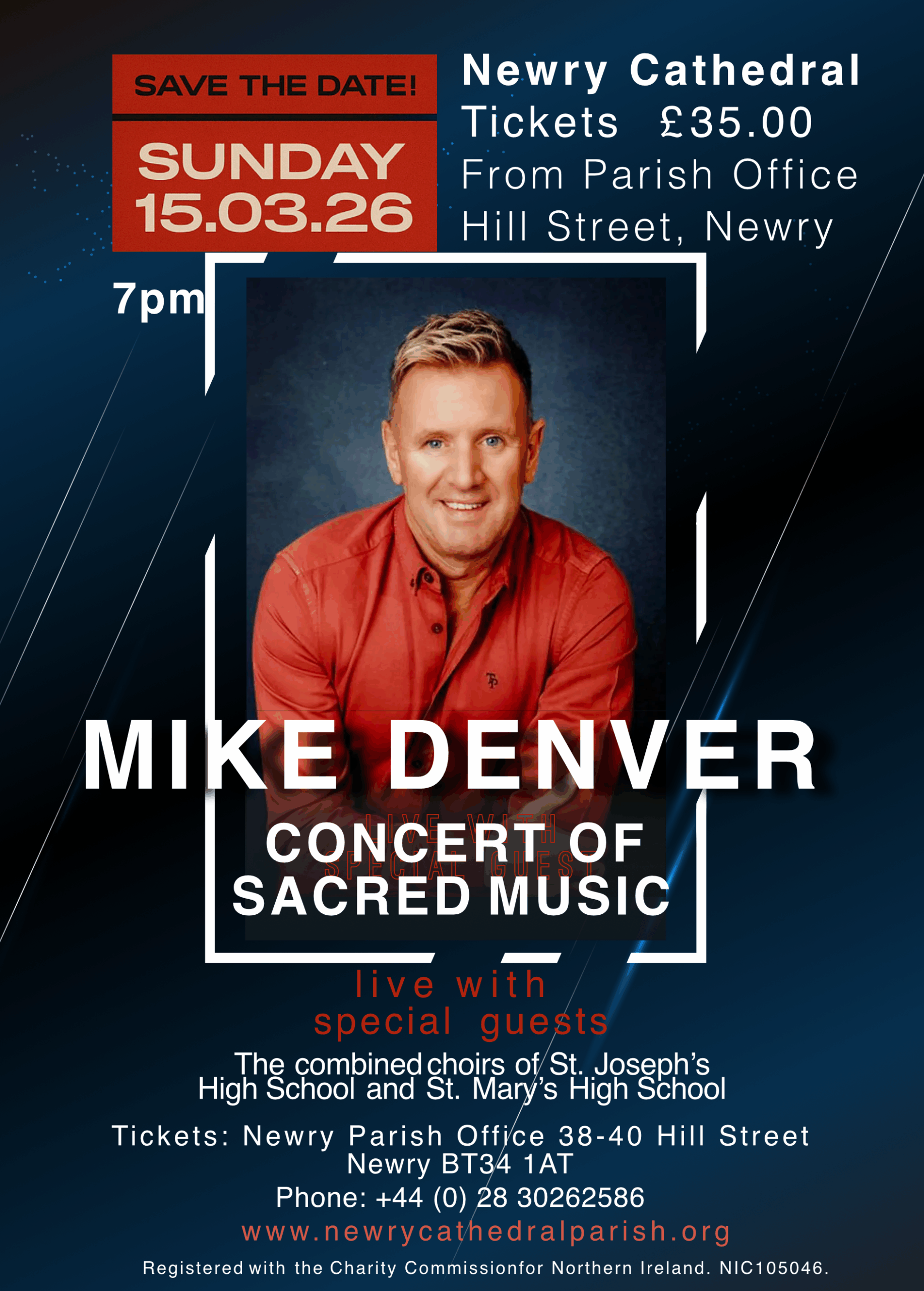 Mike Denver Live at Newry Cathedral – March 15th | Newry Cathedral Parish